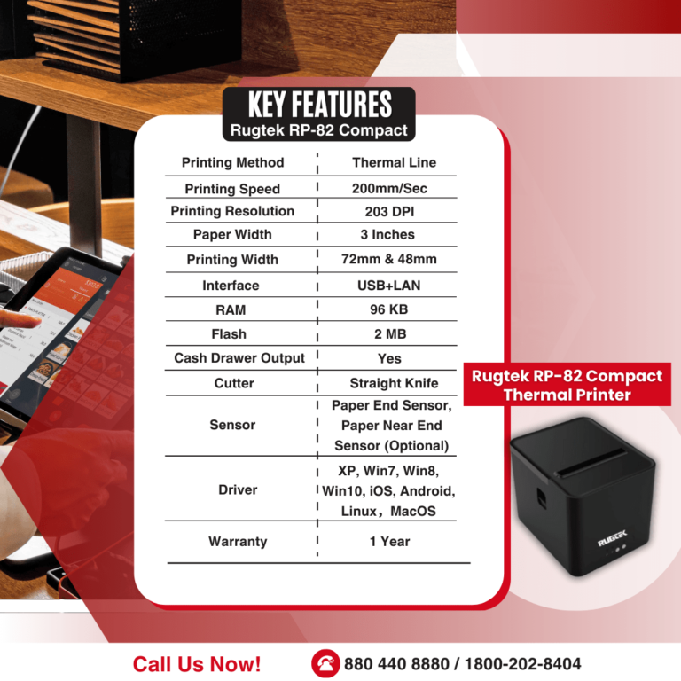 Rugtek RP-82 Compact Thermal Printer – Ministry of POS